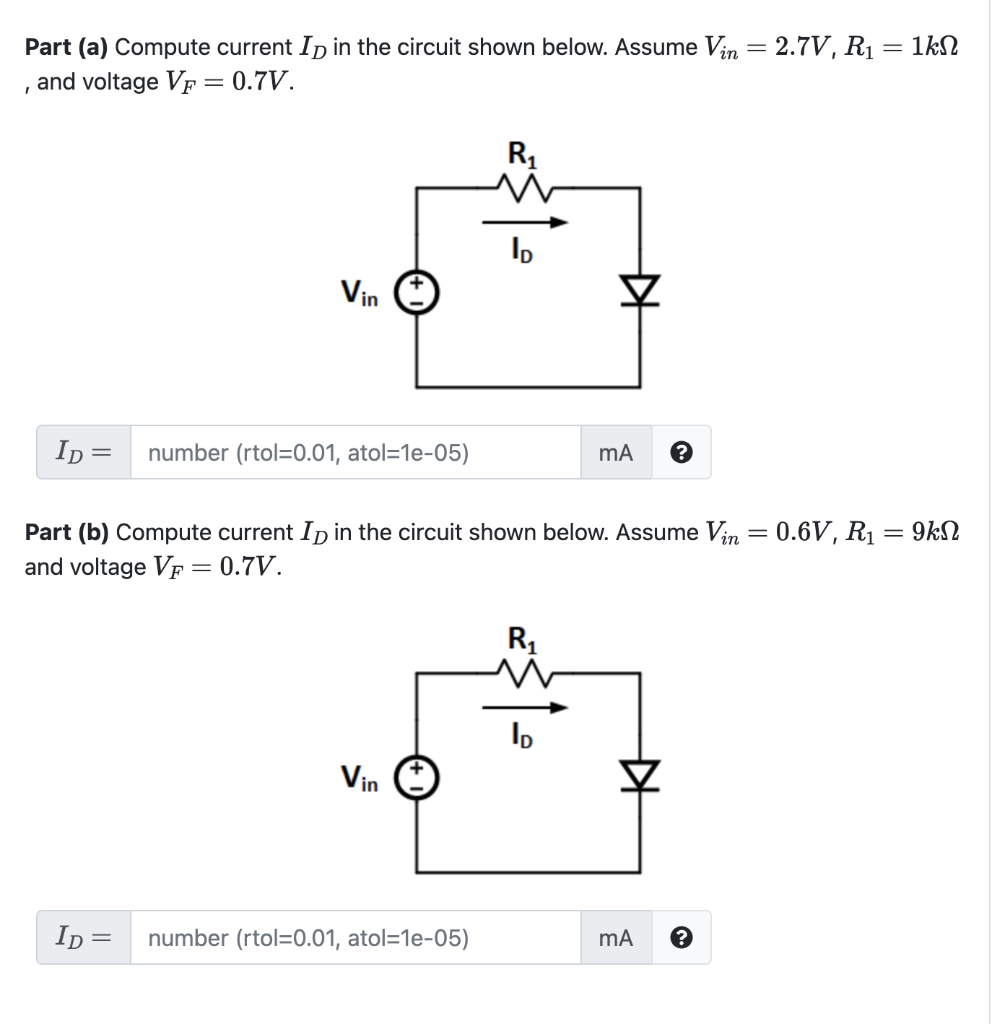 Solved Part (a) Compute current Id in the circuit shown | Chegg.com