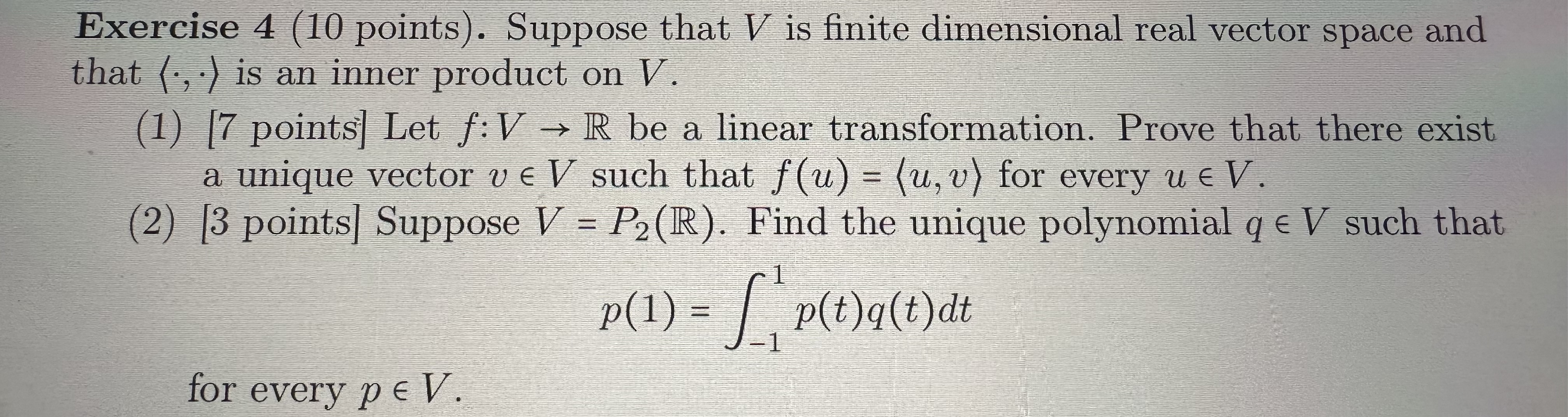 Solved Exercise 4 (10 points). Suppose that V is finite | Chegg.com
