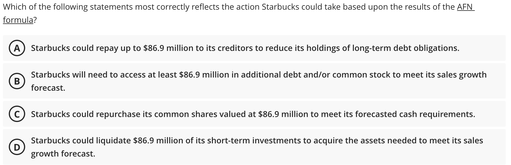 The AFN method assumes that the firm will require | Chegg.com