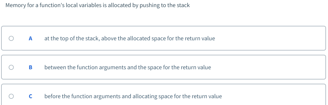 Solved Memory For A Functions Local Variables Is Allocated