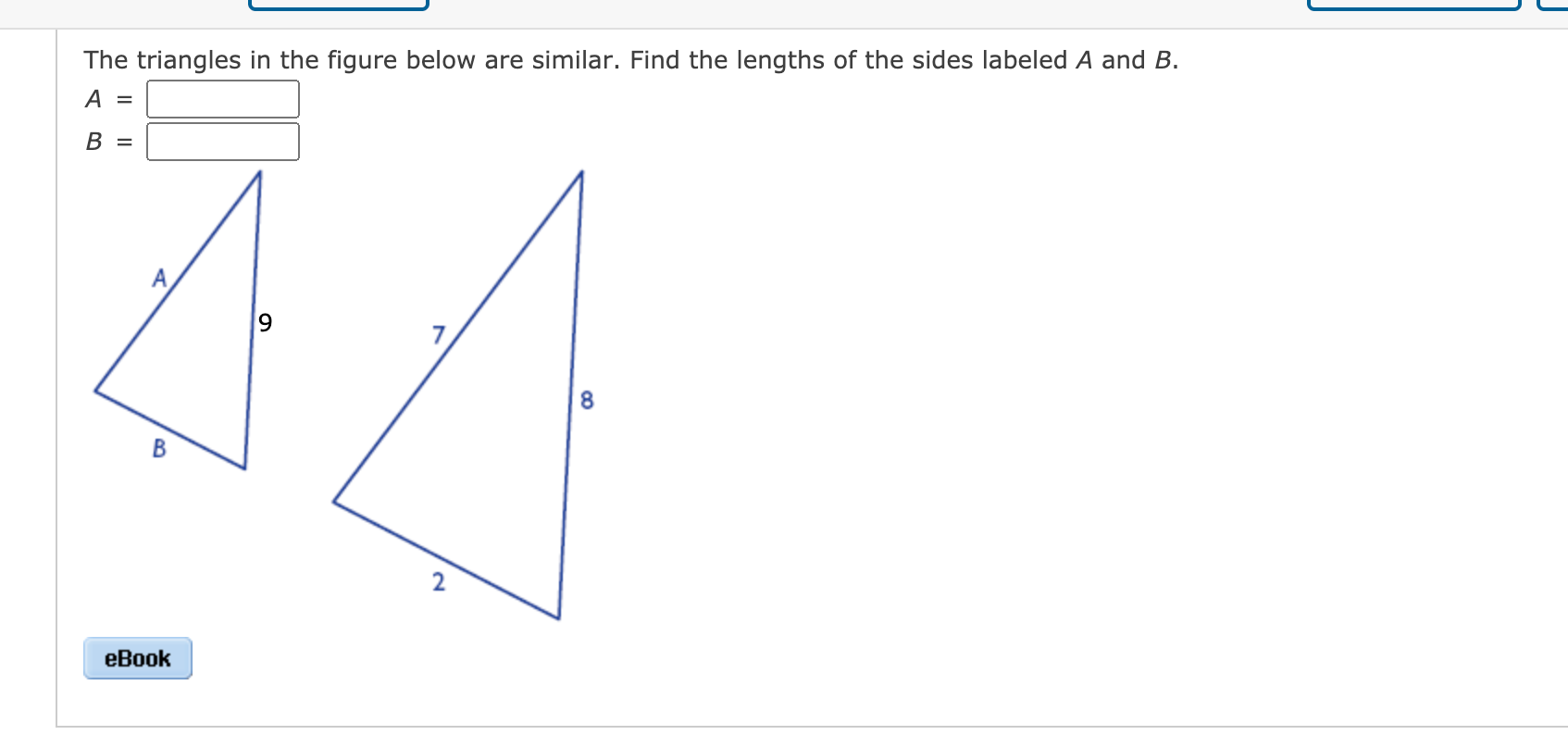 Solved The triangles in the figure below are similar. Find | Chegg.com