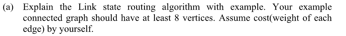 Solved (a) Explain the Link state routing algorithm with | Chegg.com