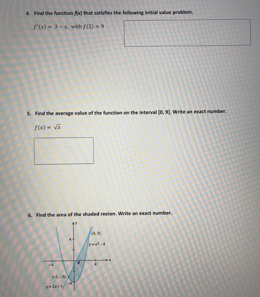 Solved 4. Find the function f(x) that satisfies the | Chegg.com