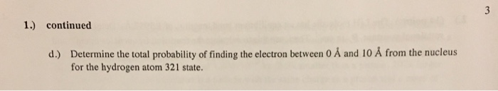 1.) (15 points) Consider the wavefunction for the 321 | Chegg.com