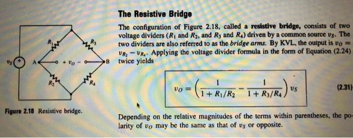 Solved The Resistive Bridge The configuration of Figure | Chegg.com