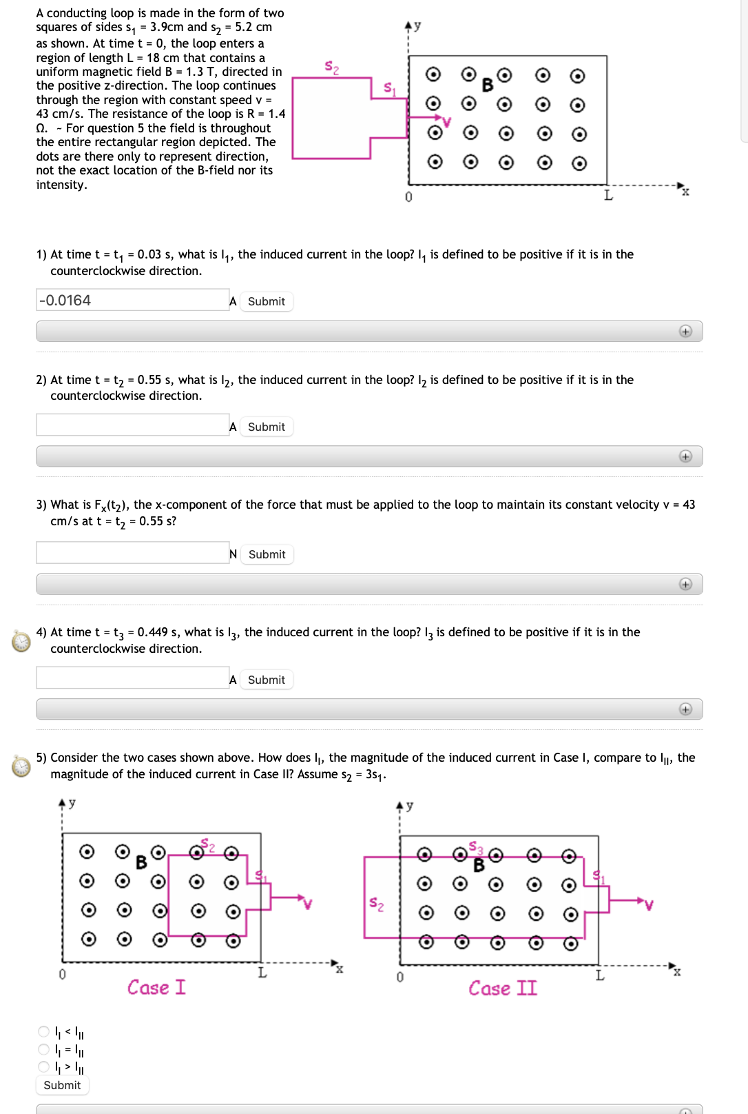 Solved A conducting loop is made in the form of twc squares | Chegg.com