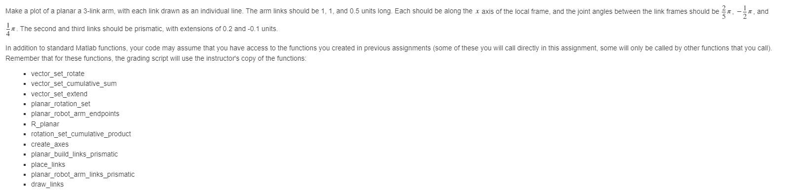 Solved and Make a plot of a planar a 3-link arm, with each | Chegg.com