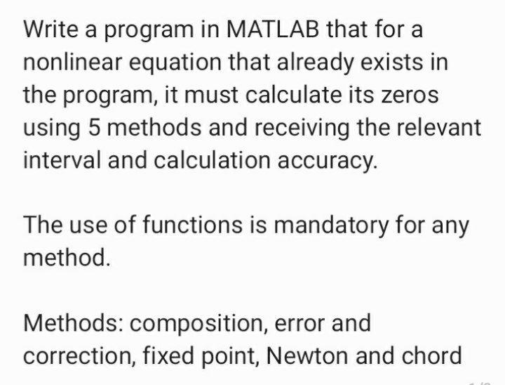 Solved Write a program in MATLAB that for a nonlinear | Chegg.com