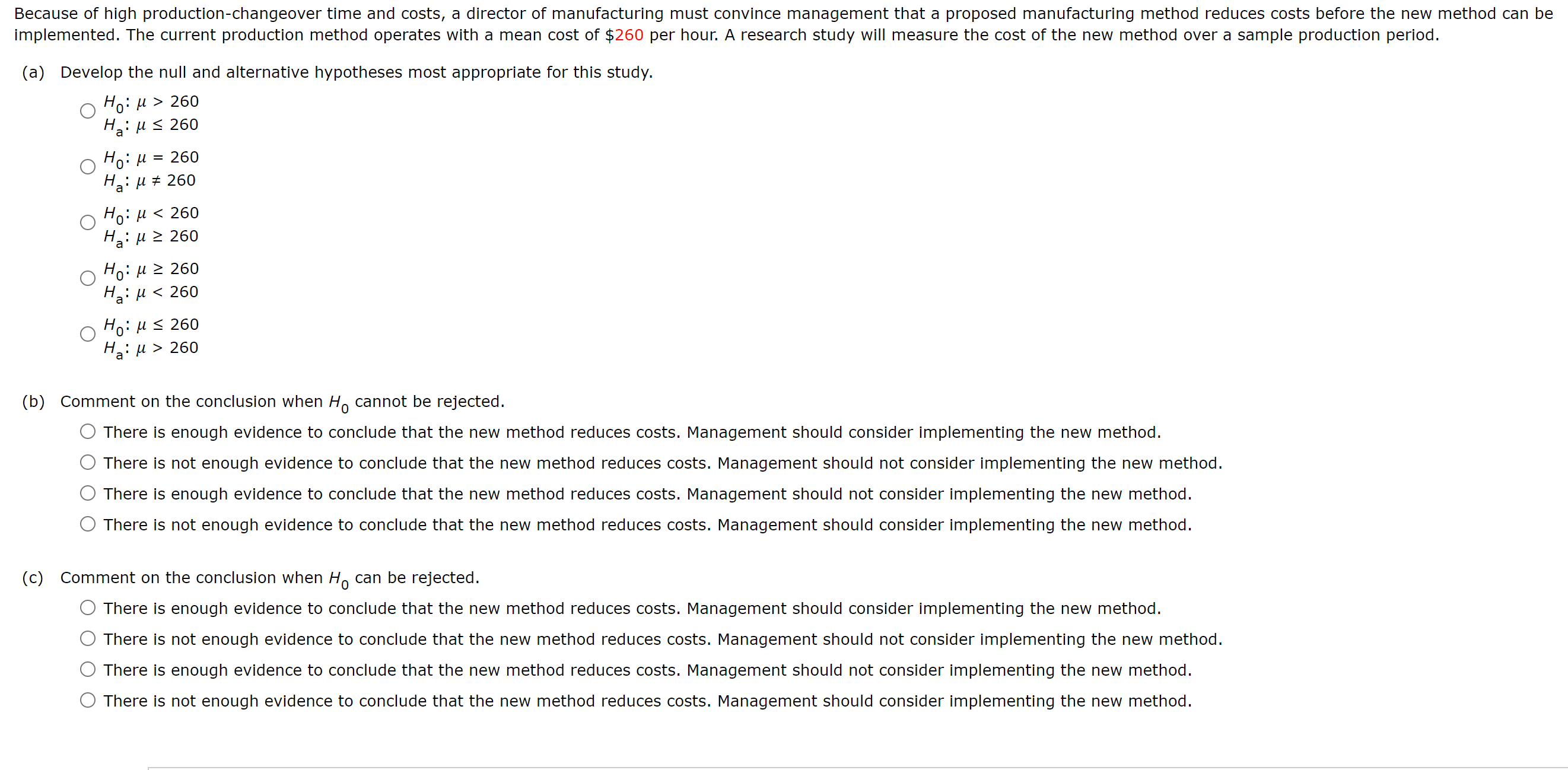 Solved (a) Develop the null and alternative hypotheses most | Chegg.com