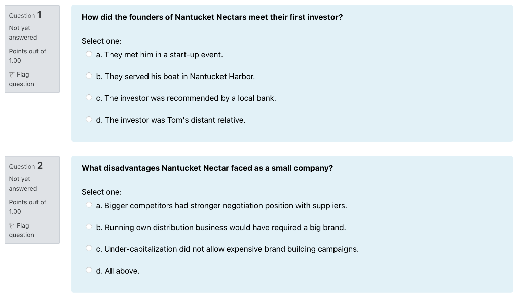 Solved Question 1 How did the founders of Nantucket Nectars | Chegg.com