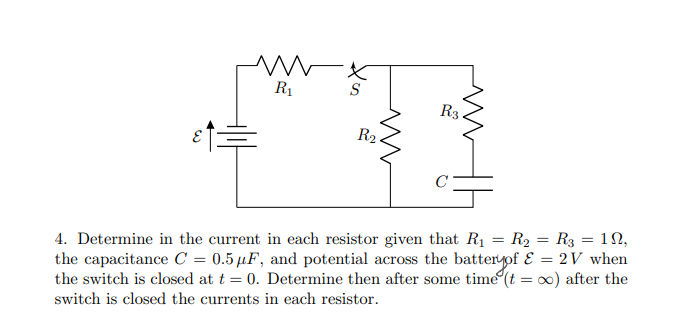 Solved wt Ri S R3 1= R2 } с 4. Determine in the current in | Chegg.com
