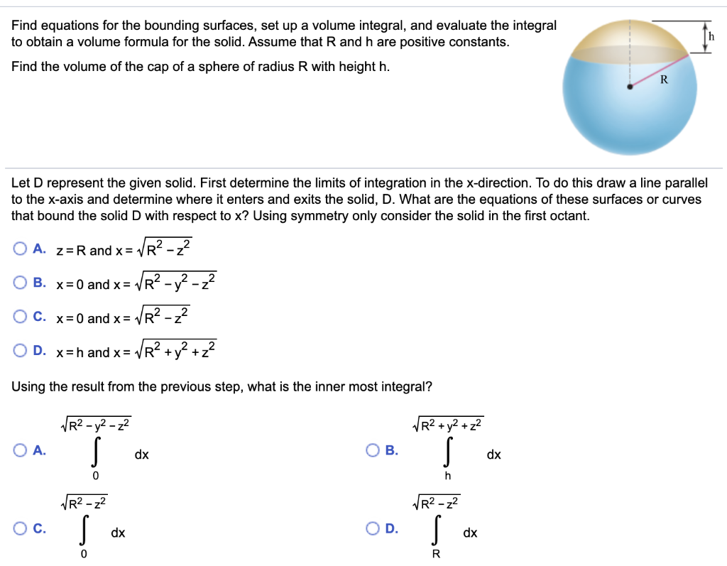 Solved h Find equations for the bounding surfaces, set up a | Chegg.com