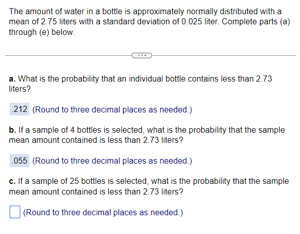 Solved If a sample of 25 bottles is selected, what is the | Chegg.com
