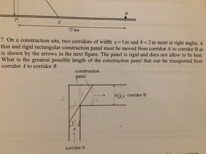 Solved On a construction site, two corridors of width a = | Chegg.com