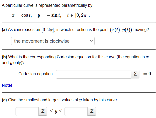 Solved A particular curve is represented parametrically by x | Chegg.com