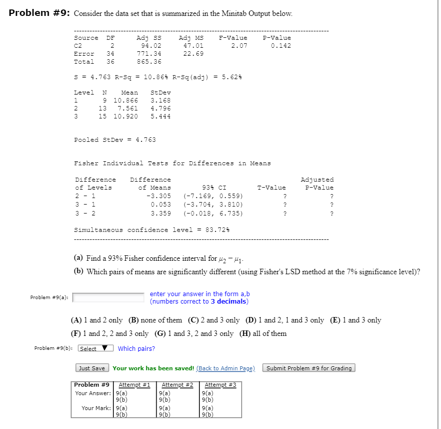 Solved Problem #9: Consider the data set that is summarized | Chegg.com