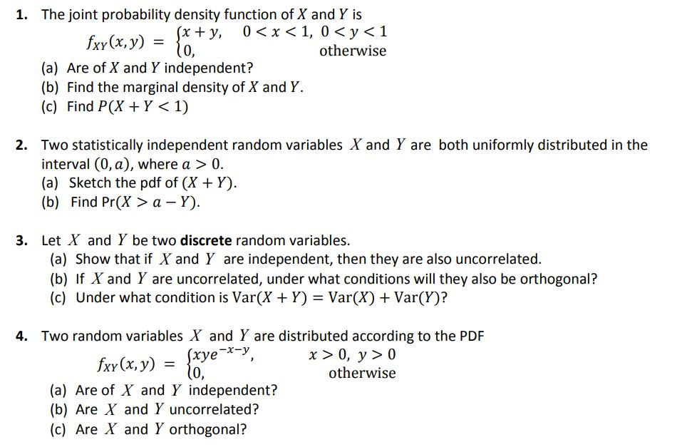 Solved 10, 1. The joint probability density function of X | Chegg.com