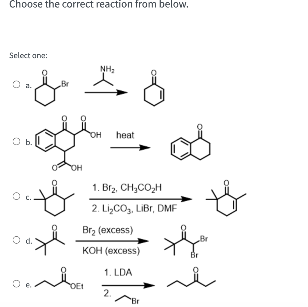 Solved Choose the correct reaction from below. Select one: | Chegg.com