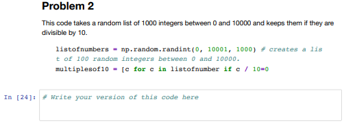 Solved Problem 2 This code takes a random list of 1000 | Chegg.com