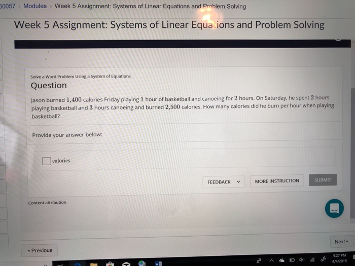 Solved 50057> Modules Week 5 Assignment: Systems of Linear | Chegg.com