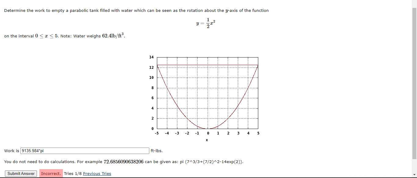 Solved Determine the work to empty a parabolic tank filled | Chegg.com