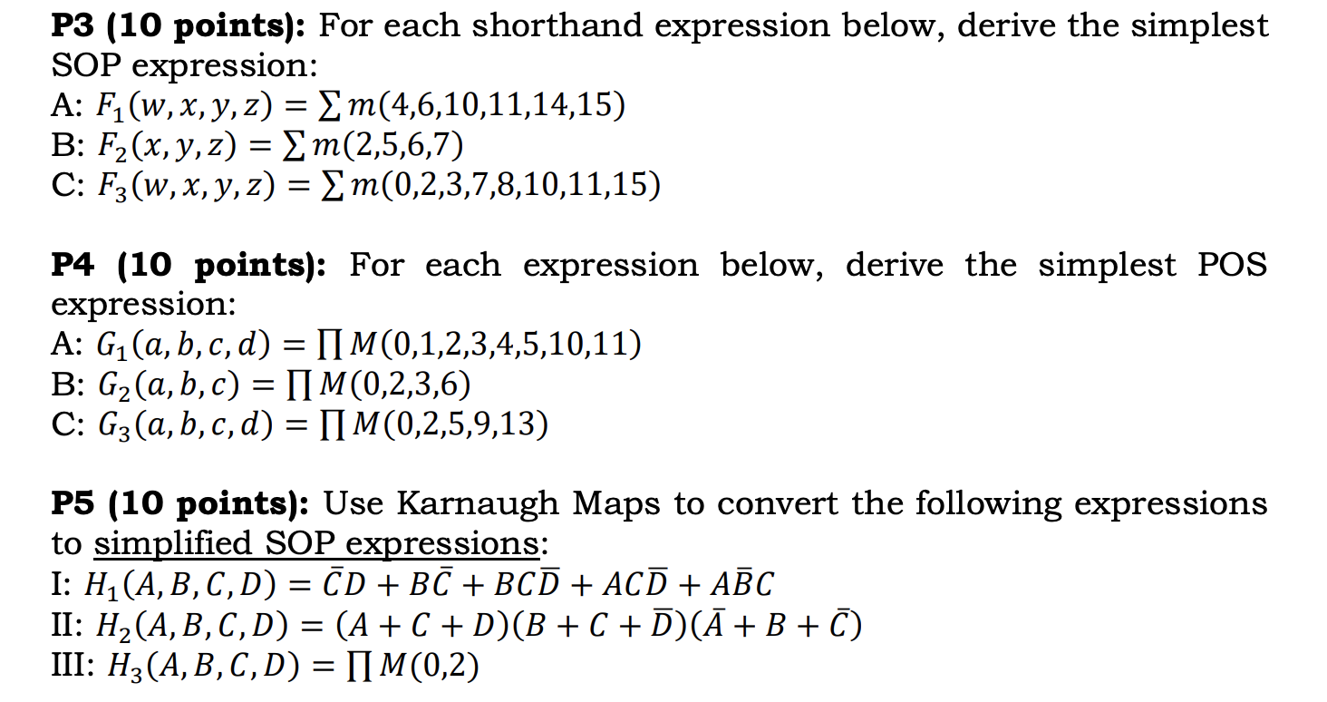 Solved P3 (10 points): For each shorthand expression below, | Chegg.com