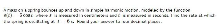Solved A mass on a spring bounces up and down in simple | Chegg.com
