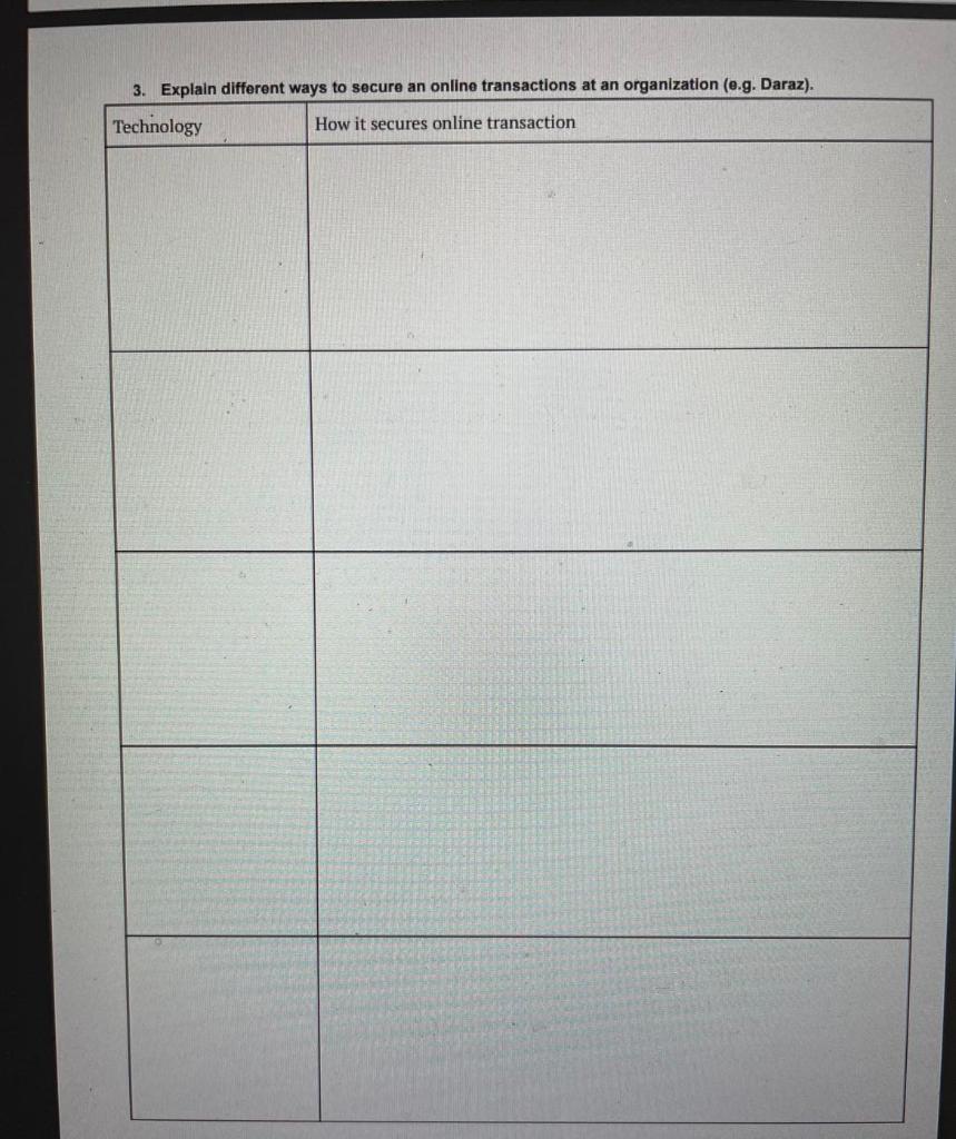 Solved 3. Explain different ways to secure an online | Chegg.com