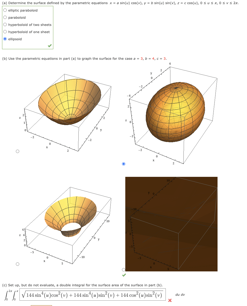 Solved (a) Determine the surface defined by the parametric | Chegg.com