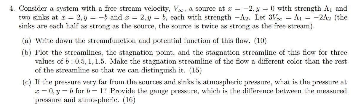 Solved 4. Consider a system with a free stream velocity, V∞, | Chegg.com