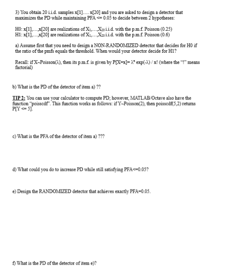 3) You obtain 20 iid. samples x[1]... x[20] and you | Chegg.com