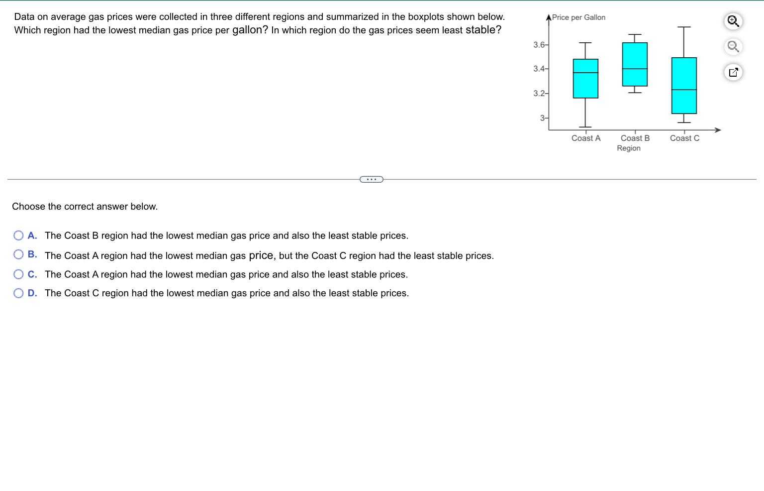 Solved Data on average gas prices were collected in three | Chegg.com