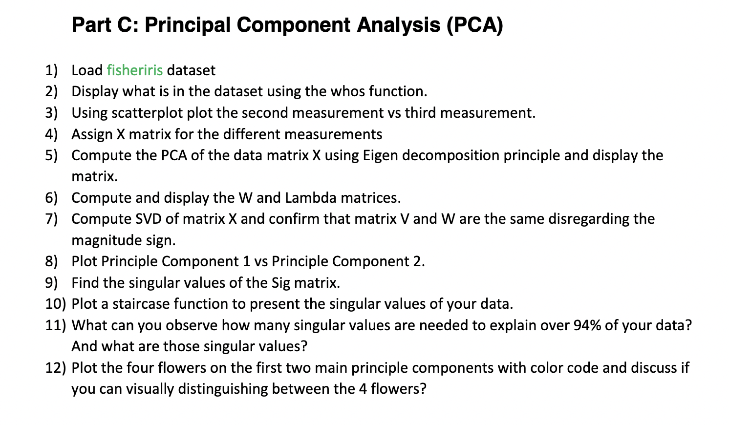 Part C: Principal Component Analysis (PCA) 1) Load | Chegg.com