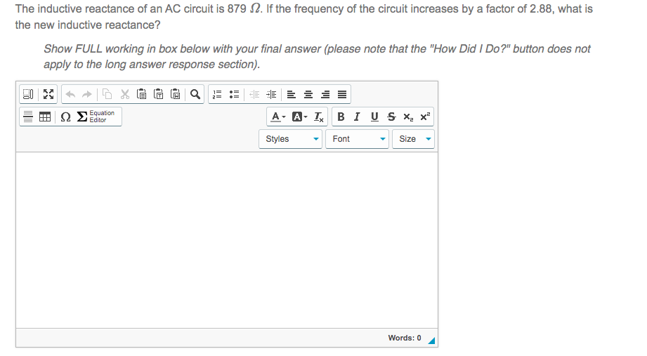 Solved The inductive reactance of an AC circuit is 879Ω. ﻿If | Chegg.com