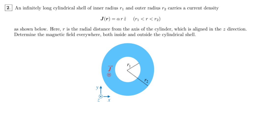 Solved 2. An infinitely long cylindrical shell of inner | Chegg.com