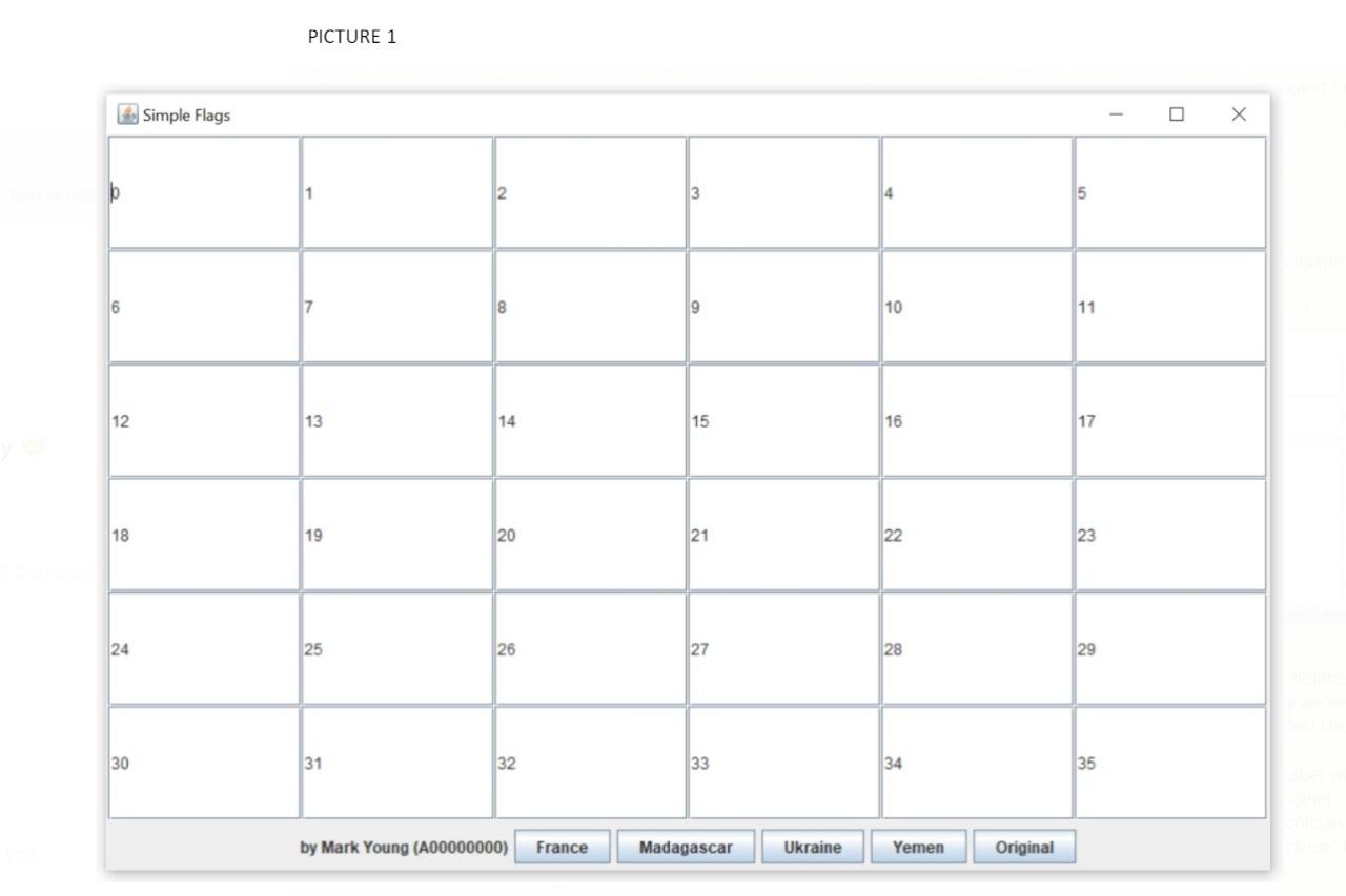 Solved Simple Flags (GUI and Arrays) Synopsis Create a Swing | Chegg.com