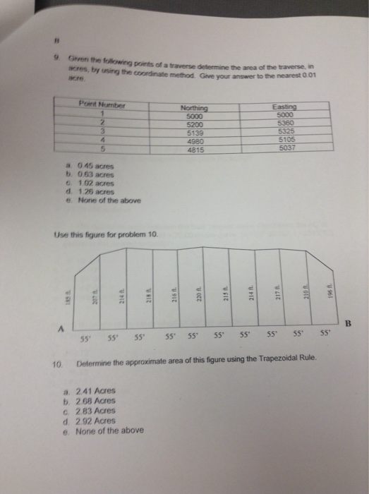 Solved 9 Given the following points of a traverse acres, bry | Chegg.com