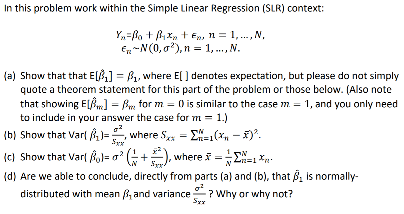Solved In this problem work within the Simple Linear | Chegg.com