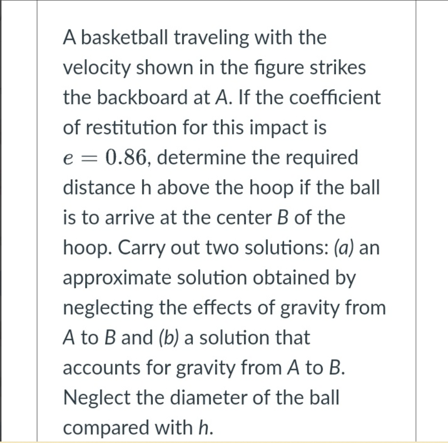 Solved A basketball traveling with the velocity shown in the | Chegg.com