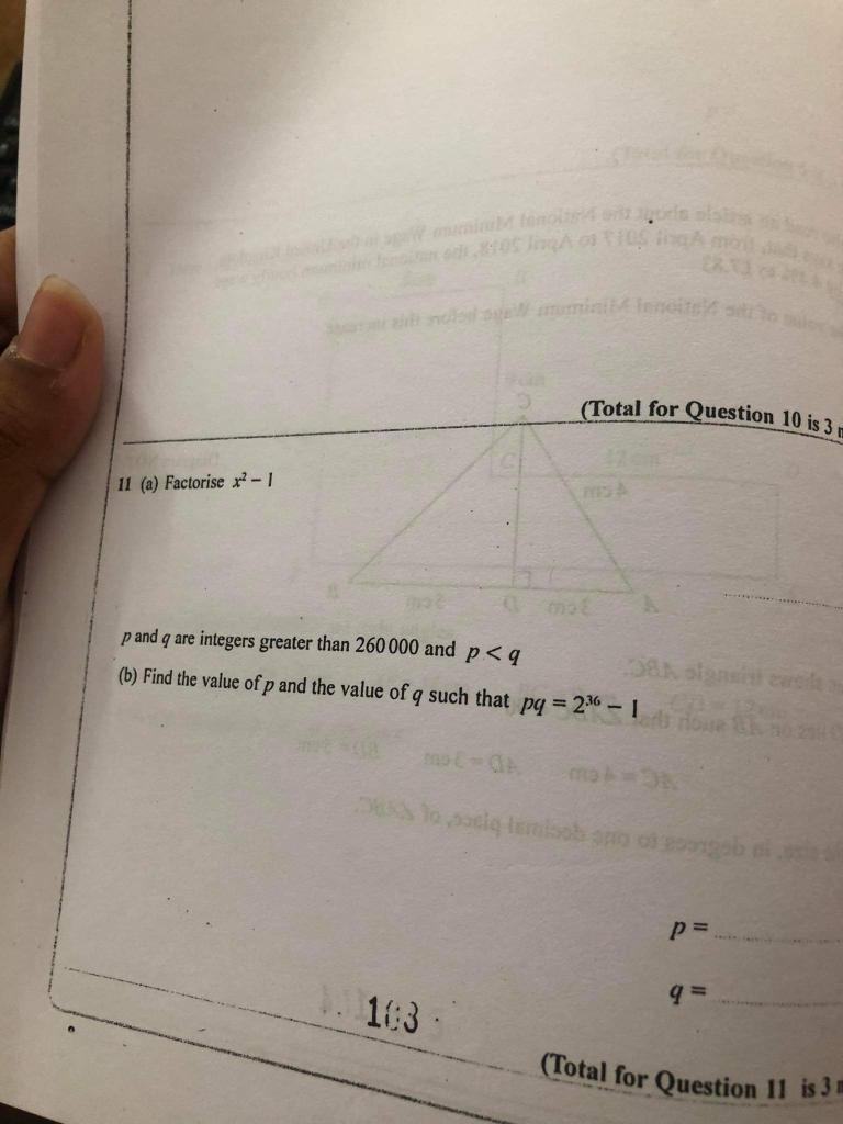 Solved 11 (a) Factorise x2−1 p and q are integers greater | Chegg.com