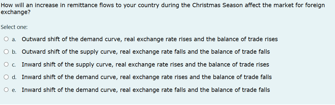 Solved How will an increase in remittance flows to your | Chegg.com