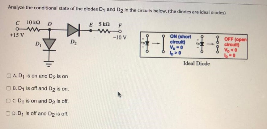 Solved Analyze the conditional state of the diodes D1 and D2 | Chegg.com