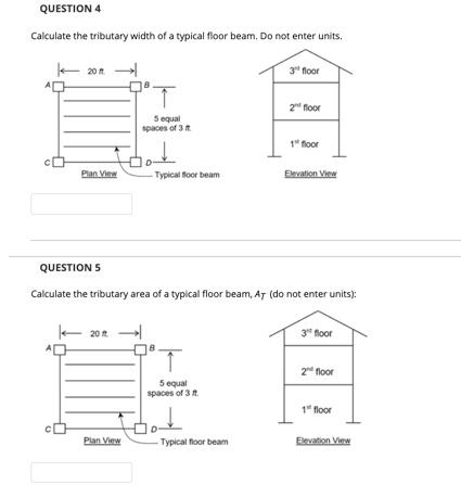 Solved QUESTION 4 Calculate the tributary width of a typical | Chegg.com