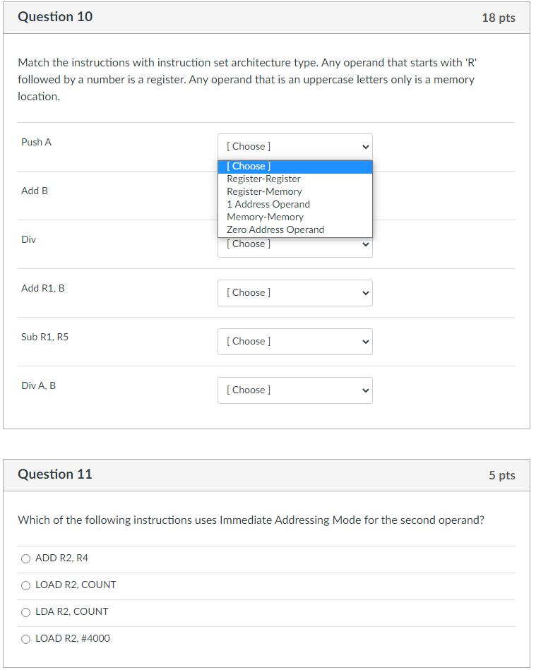 Solved Question 9 15 pts The second operand of each | Chegg.com