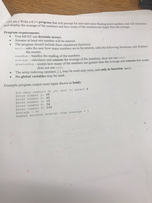 Solved 25 pts.) Write a C++ program that will prompt for and | Chegg.com