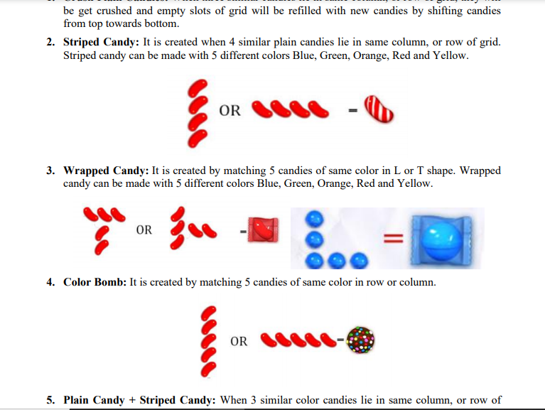 Solved You will implement a single player game “Candy Crush” | Chegg.com