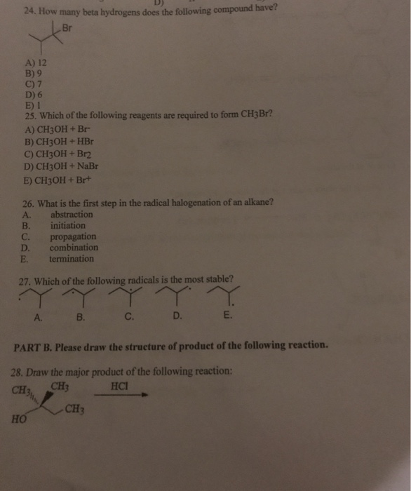 Solved 24. How many beta hydrogens does the following | Chegg.com