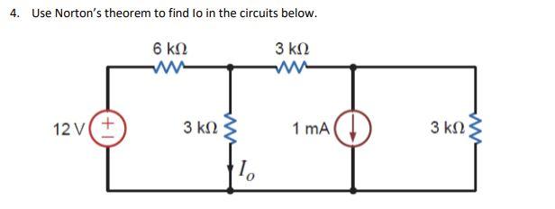 Solved 4. Use Norton's theorem to find Io in the circuits | Chegg.com