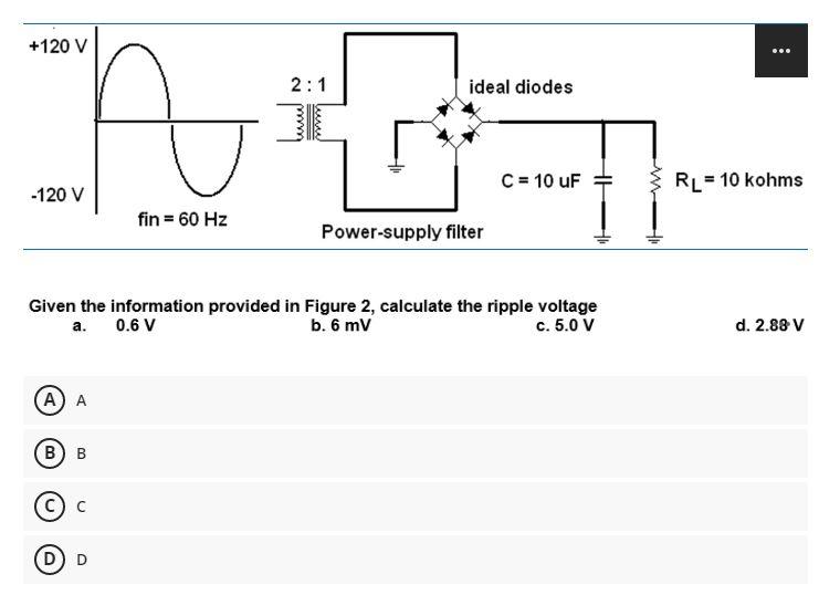 Solved +120 V ... 2:1 ideal diodes N w w C = 10 uF + RL= 10 | Chegg.com