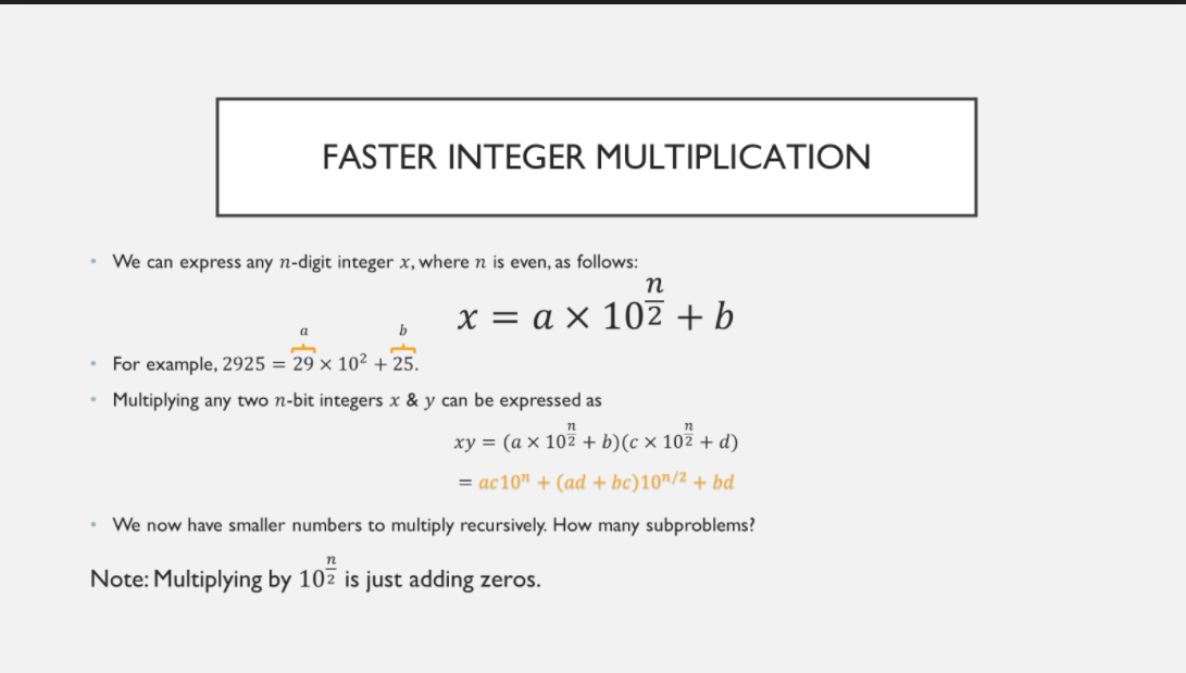 Solved FASTER INTEGER MULTIPLICATION a b We can express any | Chegg.com